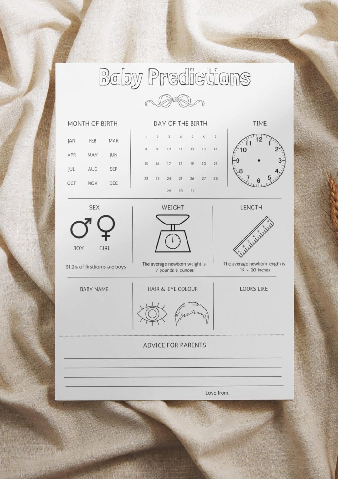 Editable Baby Shower Games Bundle, Printable Baby Predictions Template ...