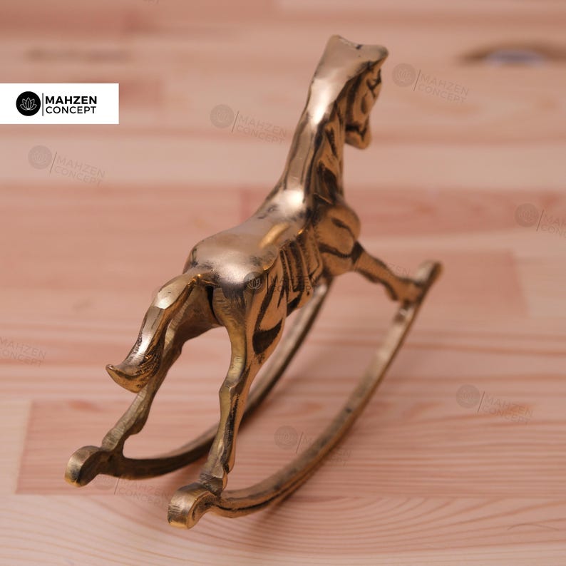 Brass Rocking Horse Figurine - 4.5" H X 6.25" L - Decorative Brass ...