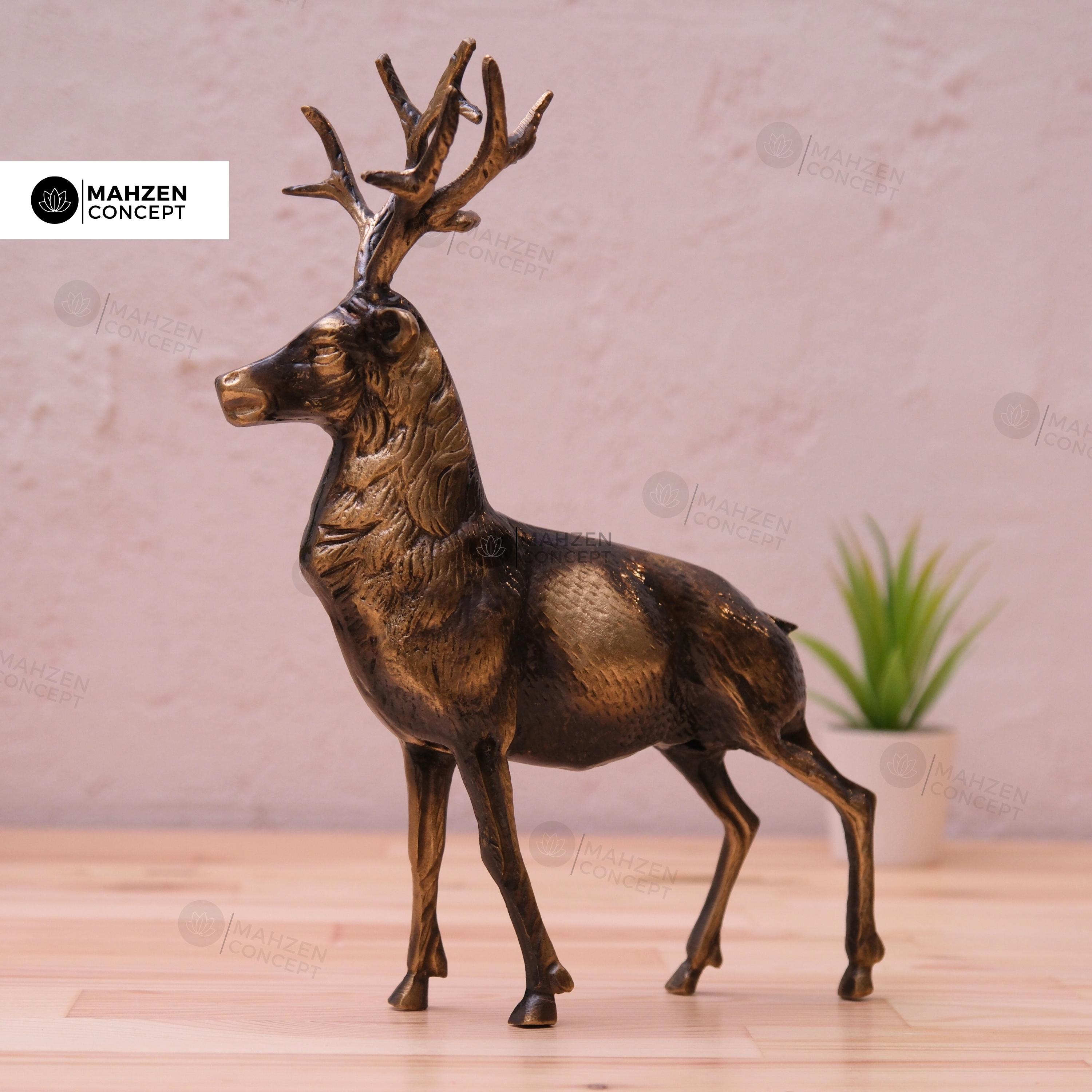 Vintage Solid Brass Deer Statue Christmas Gift Idea Elegant Brass Deer ...