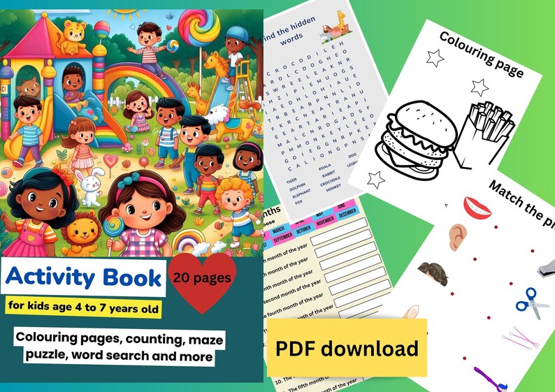 Printable A4 Size Activity Worksheet for Kids 4 to 7 Years Old - Etsy