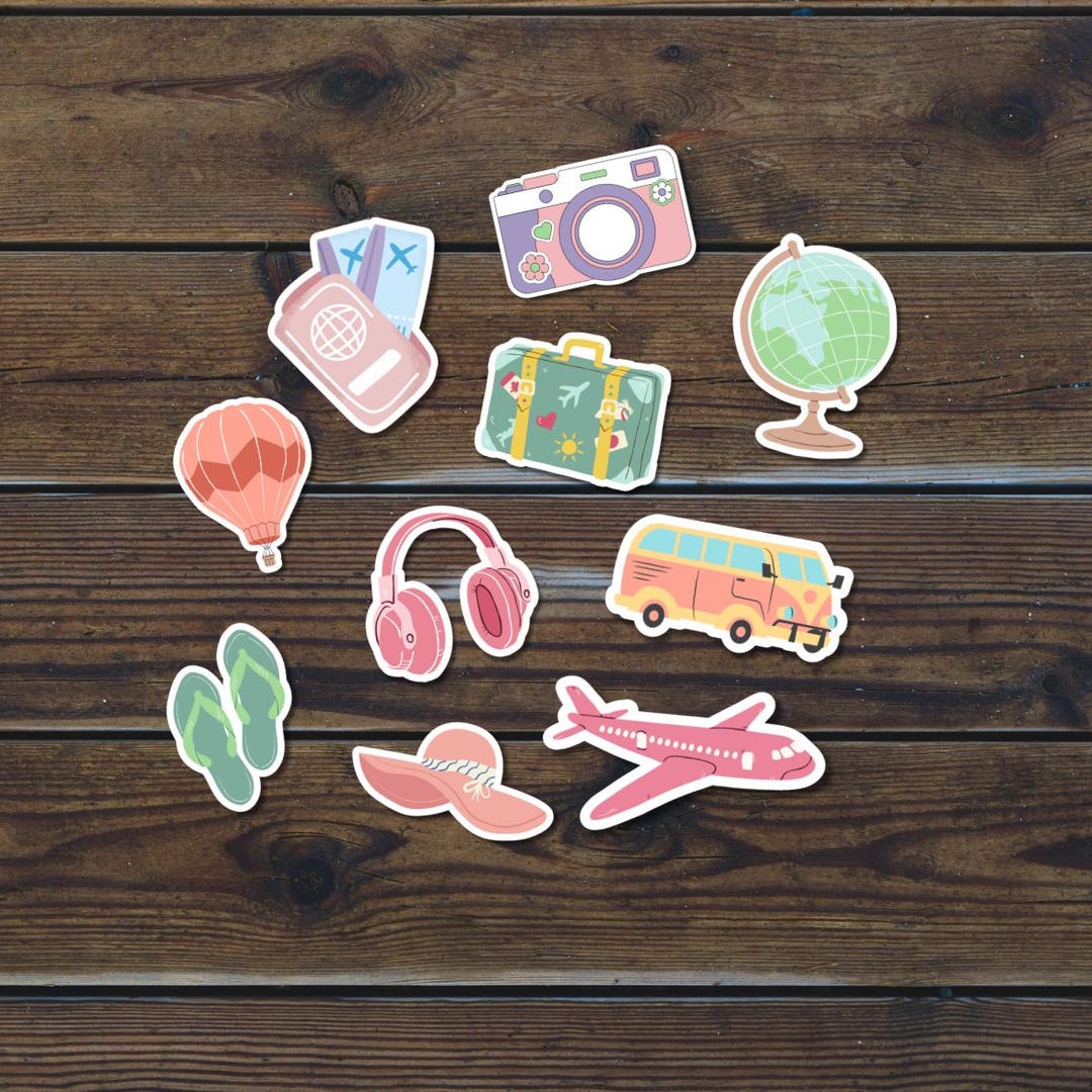 Luggage Stickers, Cute Aesthetic Travel Sticker Collection, Aesthetic ...