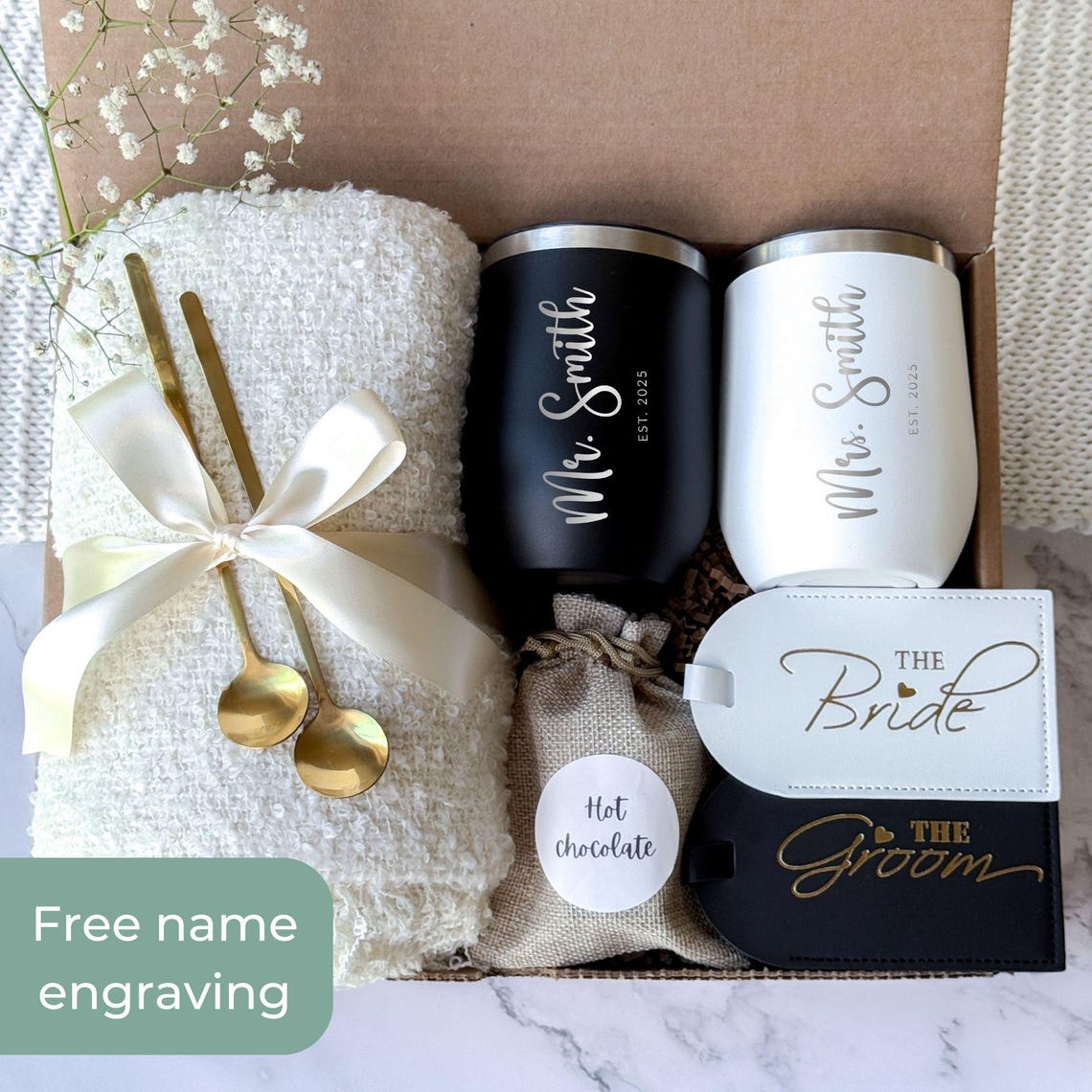 Personalized Wedding Gift, Engagement Gift Box, Custom Tumbler With ...