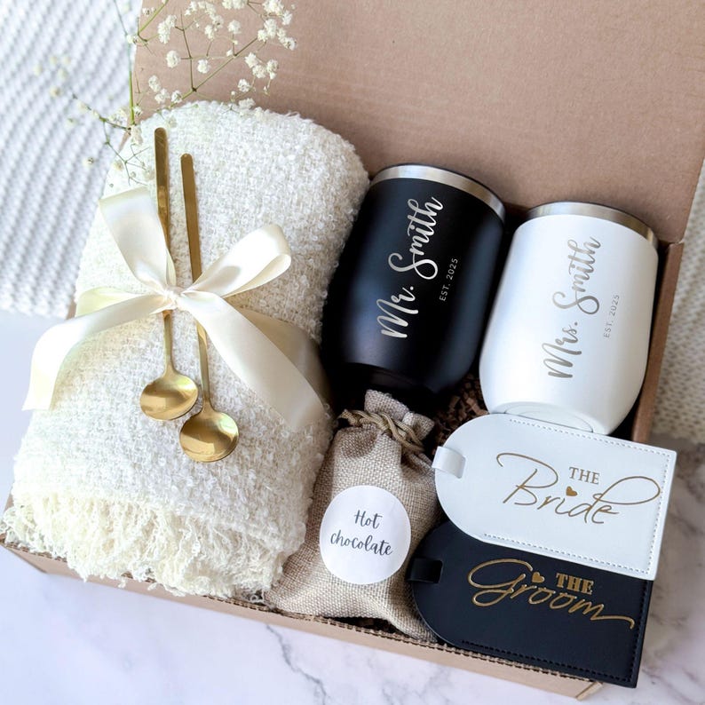 Personalized Wedding Gift, Engagement Gift Box, Custom Tumbler With ...