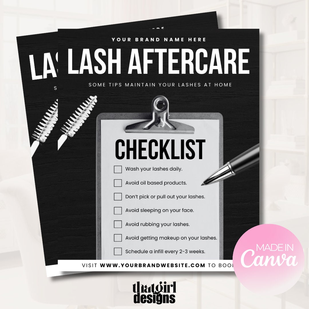 DIY Lash Aftercare Instructions Flyer| Lash Tech Lash Flyer Lash Wash ...