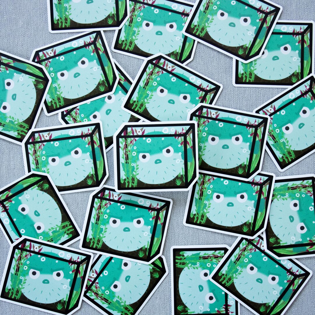 Angry Pufferfish Aquarium Sticker - Etsy