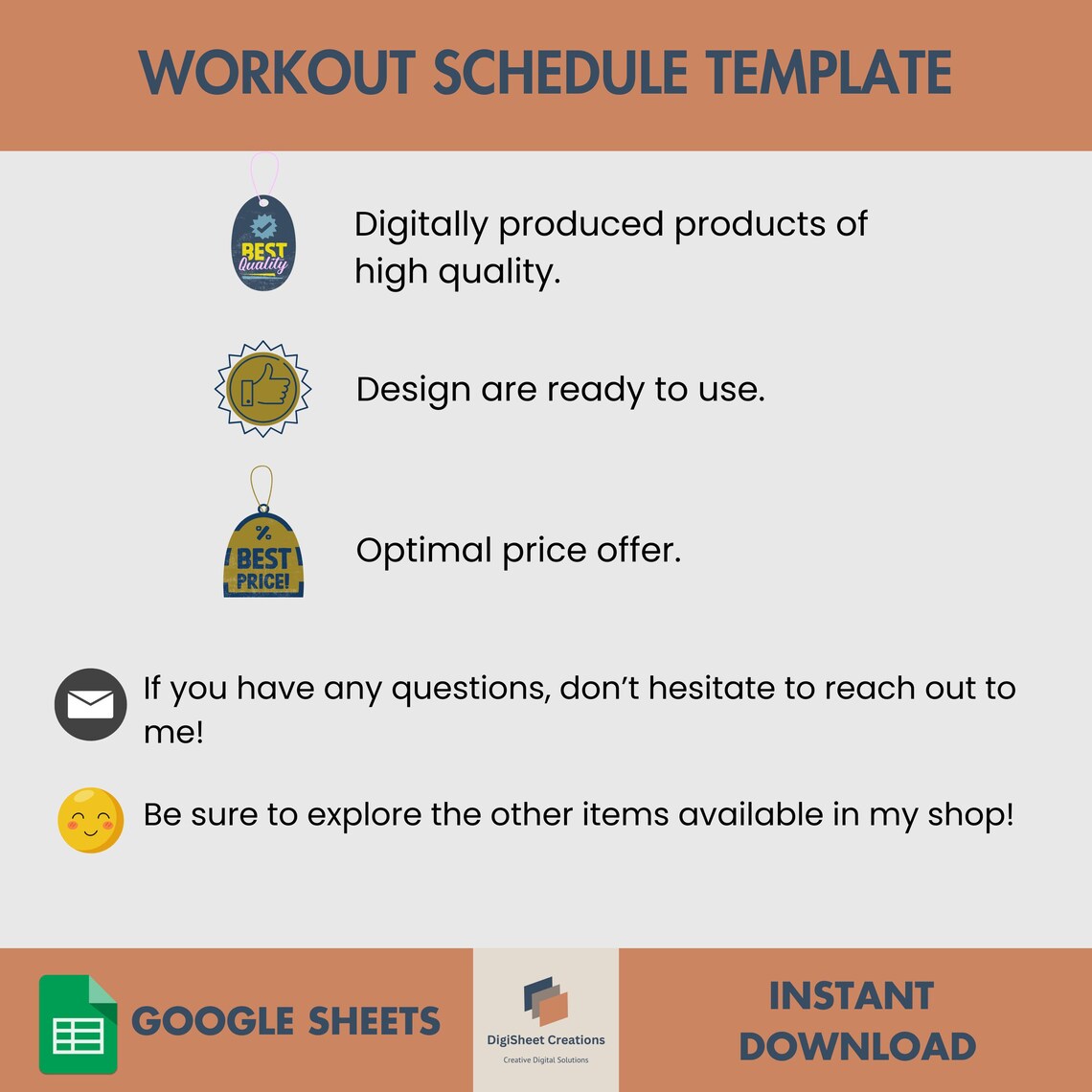 Customizable Workout Schedule Template, Workout Planner Google Sheets ...