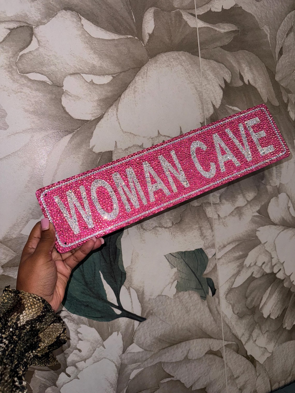 Fully Bedazzled woman Cave Tin Sign Glam Pink Wall Decor - Etsy