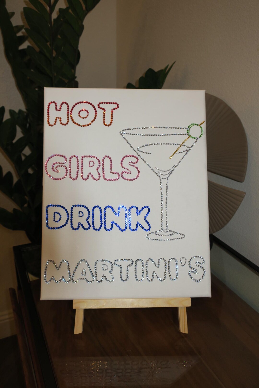 Hot Girls Drink Martinis Rhinestone Canvas Wall Art 11x14 Glam Martini ...