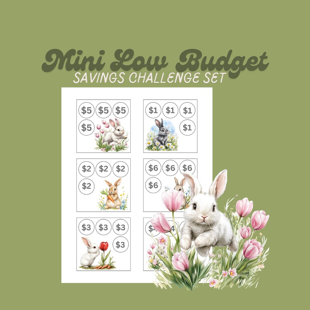 Digital Mini Low Budget Savings Challenges Set Spring Bunny Hop Cash ...