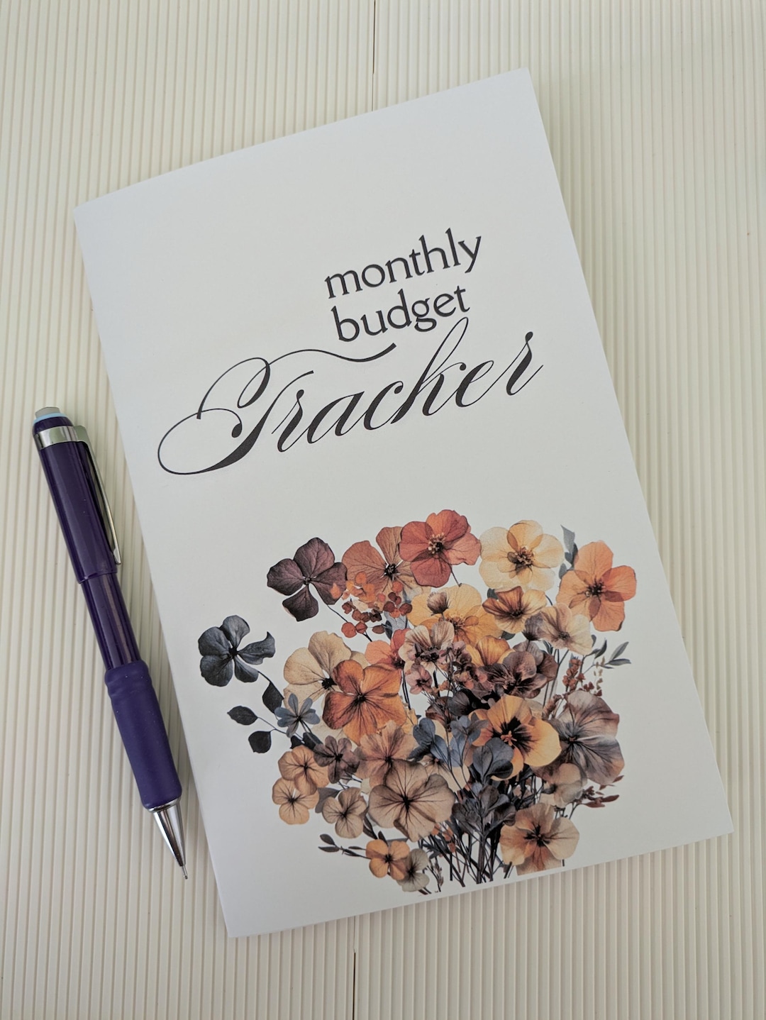 Monthly Budget Tracker Booklet With Dried Flower Design Durable ...