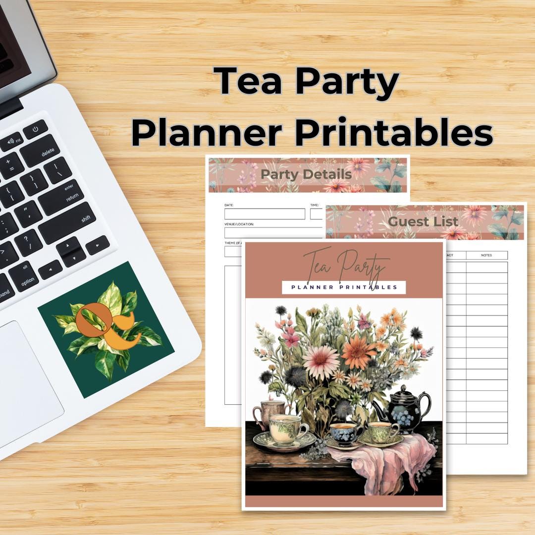 Tea Party Planner Printables Wildflower Watercolor Bridal Tea Baby ...