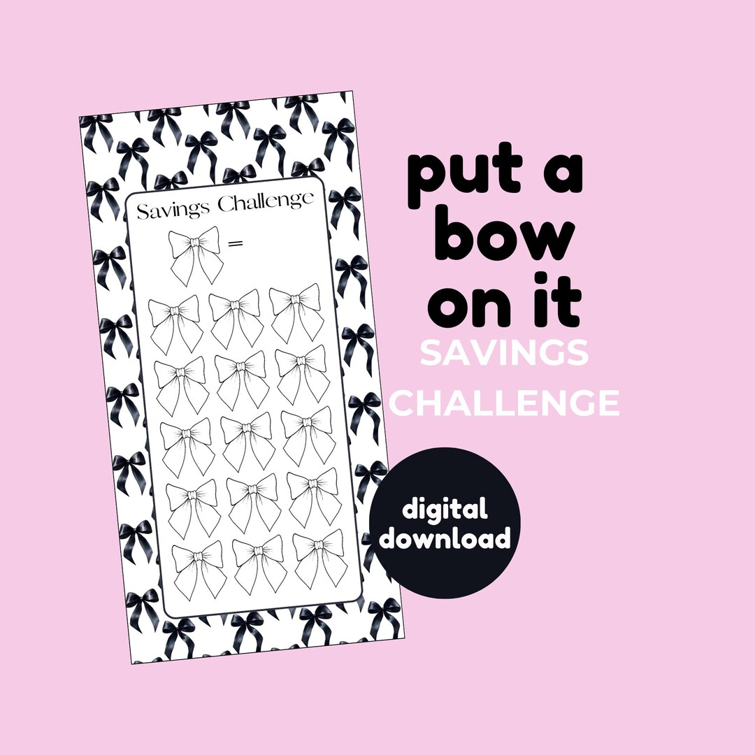 Bow Savings Challenge Tracker: Printable Cash Stuffing Insert (digital ...