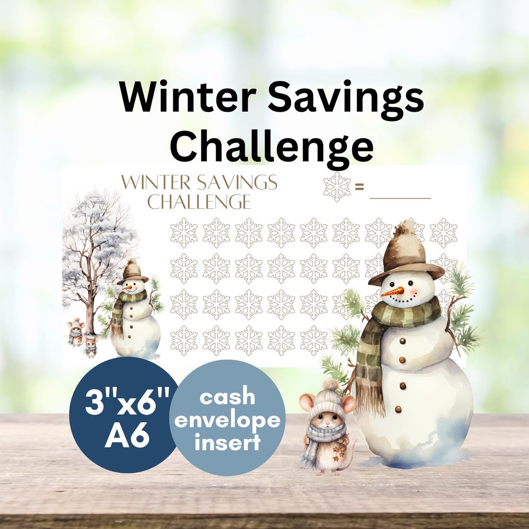 Cash Binder System Winter Snowman Savings Challenge 3x6 Cash Envelope ...