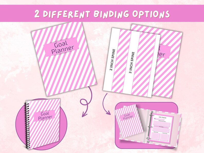 Printable Pink Goal Planner and Workbook With Matching Planner Stickers ...