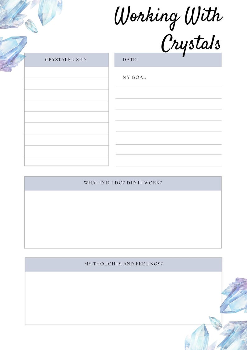 Printable Crystal Journal A4 Tracking Logbook Healing Diary ...