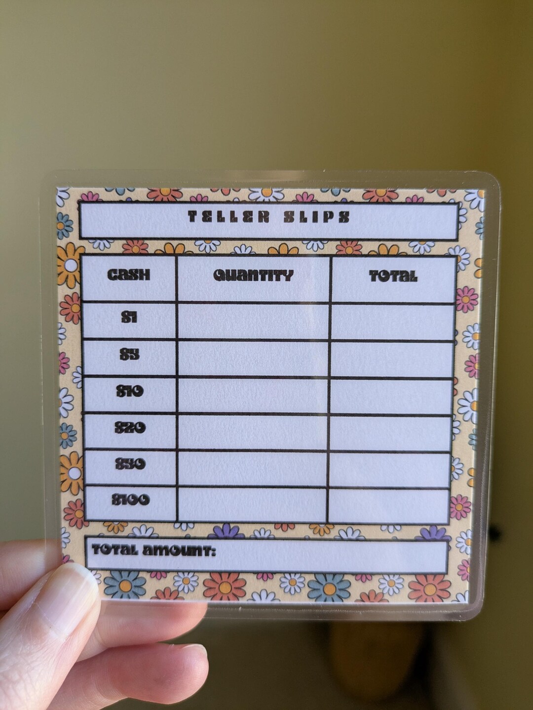 Laminated Teller Slips | Rainbow Daisy Print | Cash Breakdown Slip ...