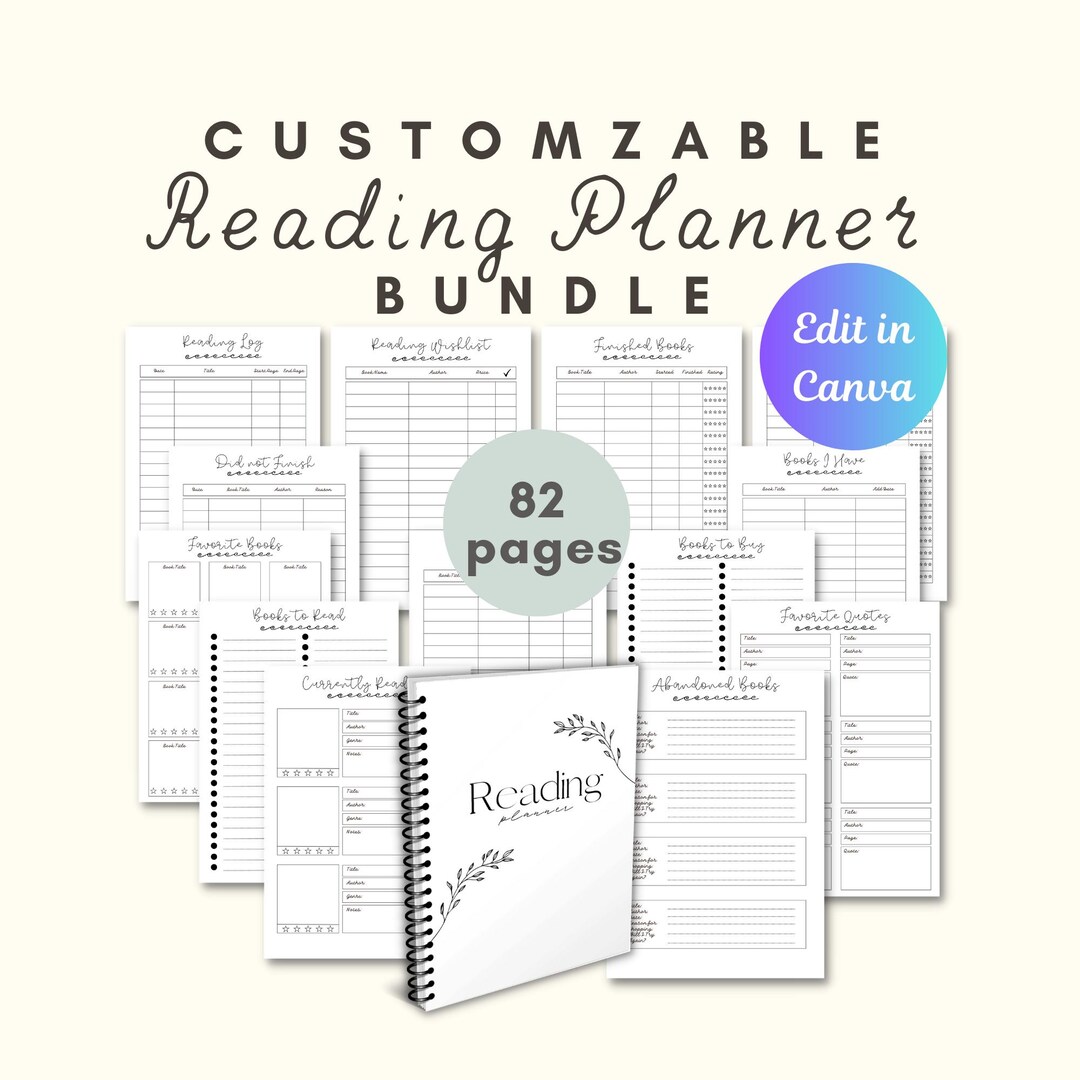 Customizable Reading Planner Bundle Canva Template - Etsy