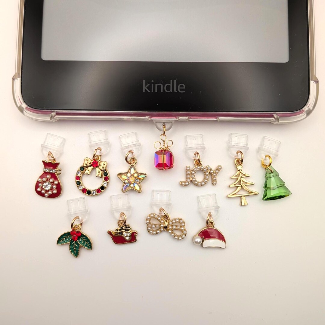 Christmas Kindle Dust Plug Charms | Holiday Reader Accessories | USB-C ...