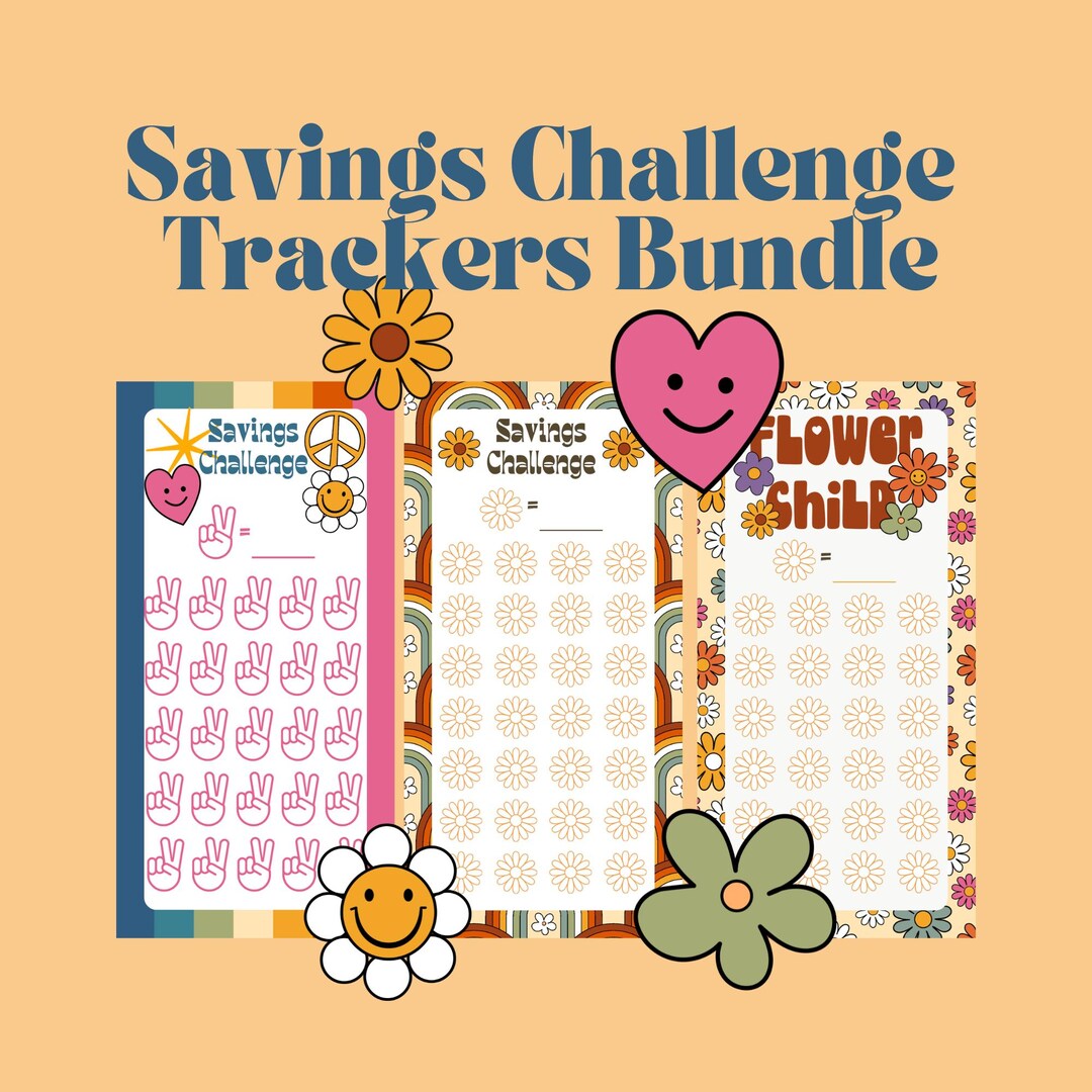 70s Retro Savings Tracker Bundle: Cash Stuffing Printable (digital ...