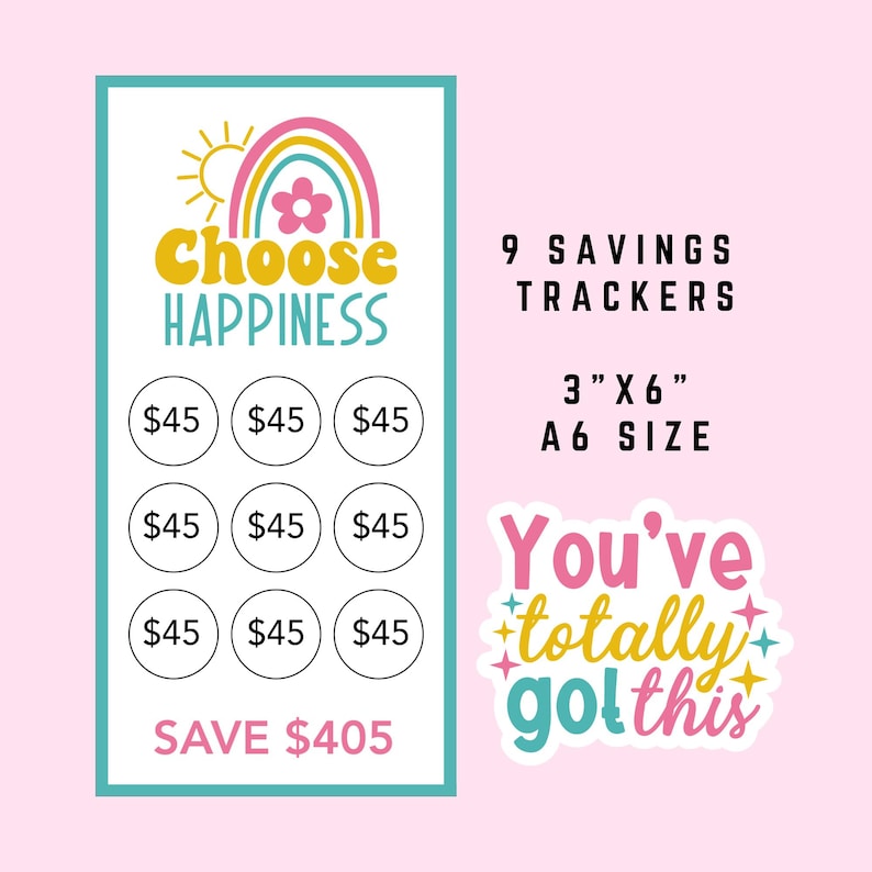 Positive Affirmations Printable Savings Challenge Tracker Bundle ...
