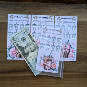Iced Coffee Savings Challenge: Pink Bows Cash Budgeting System - Etsy