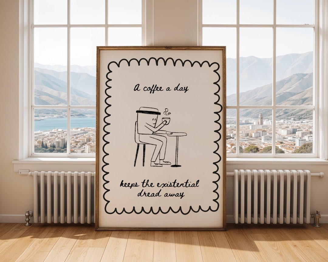 Hand Drawn Coffee Poster Funny Coffee Poster Trendy Kitchen Poste Retro ...