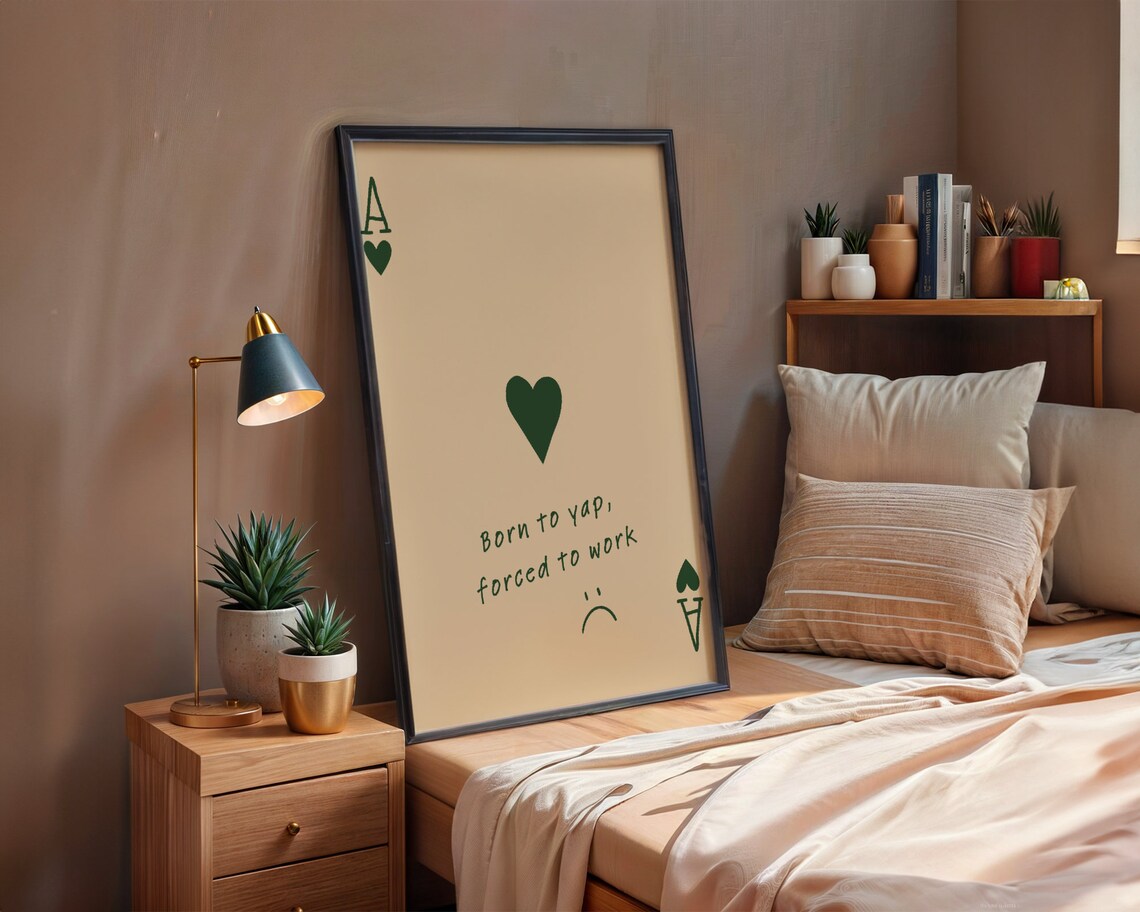 Retro Wall Art Print Born to Yap Poster Printable Trendy Aesthetic Home ...