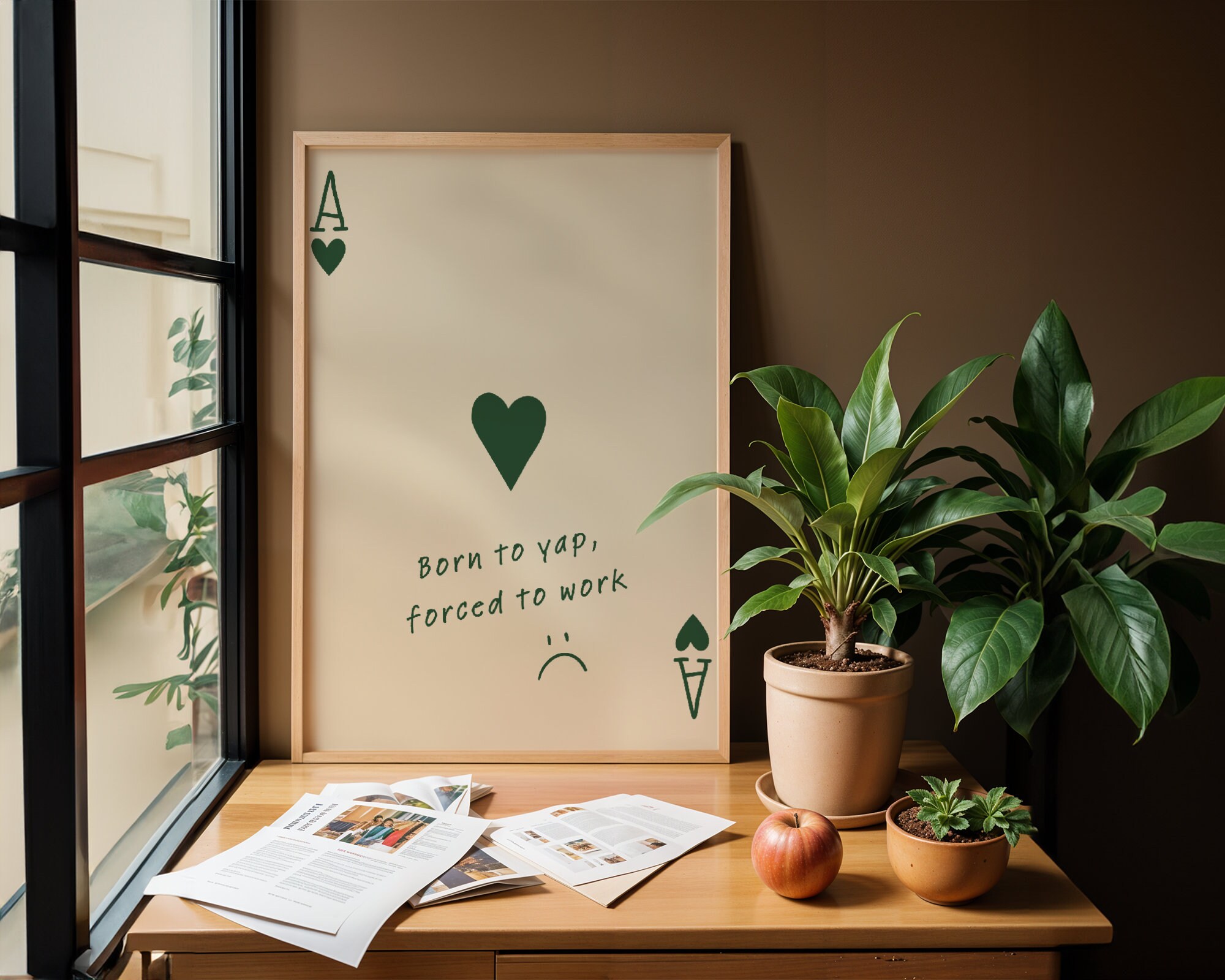 Retro Wall Art Print Born to Yap Poster Printable Trendy Aesthetic Home ...