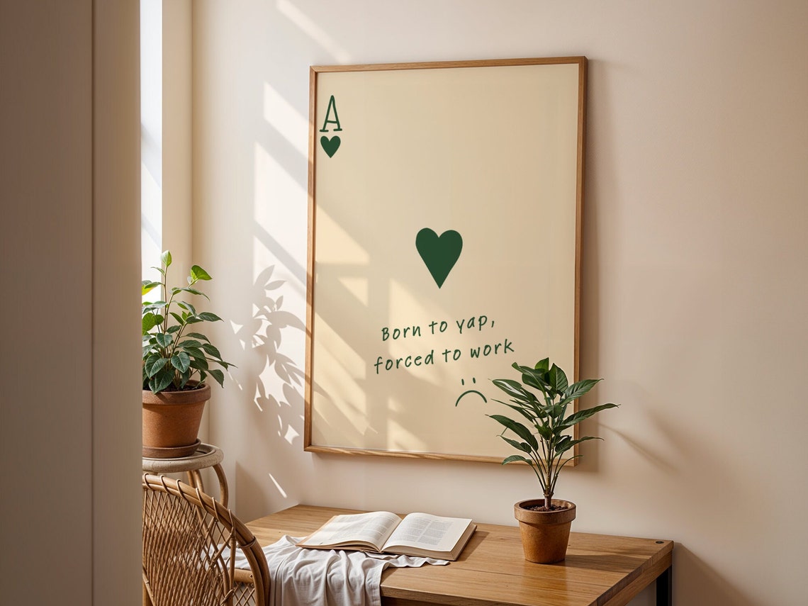 Retro Wall Art Print Born to Yap Poster Printable Trendy Aesthetic Home ...