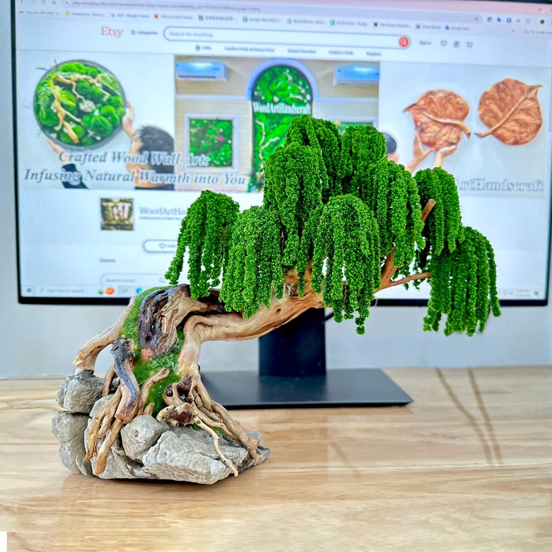 Driftwood Bonsai Tree Preserved Moss Art Bonsai Plant Preserved Drift ...