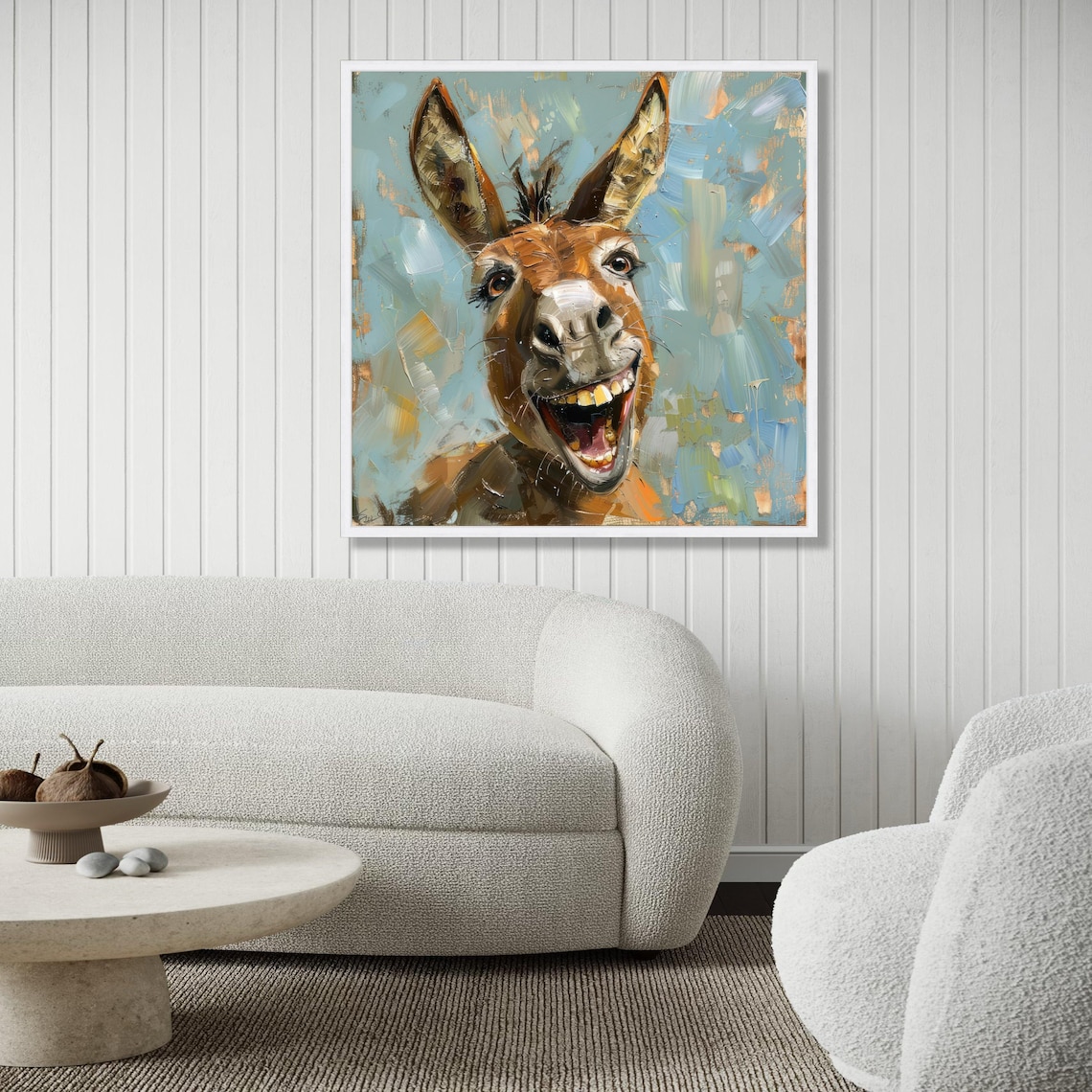 Playful Donkey Portrait Canvas Print: Rustic Farmhouse Wall Art - Etsy