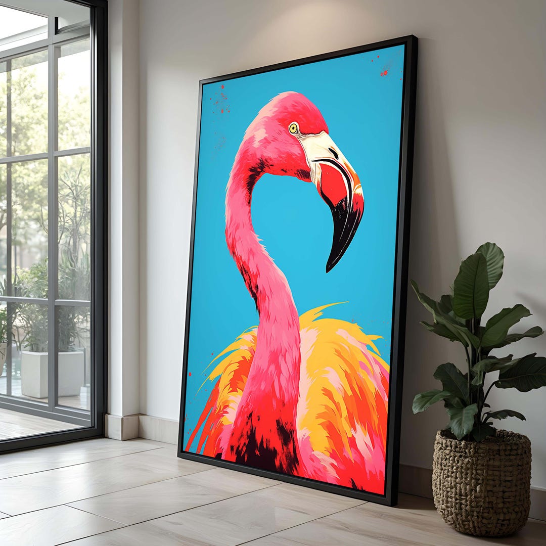 Vibrant Flamingo Wall Art | Pop Art Flamingo Print | Bold Tropical Bird ...