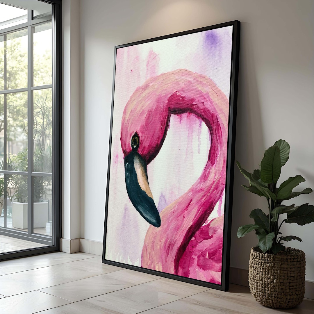 Pink Flamingo Canvas Art | Watercolor Style Bird Painting | Elegant ...