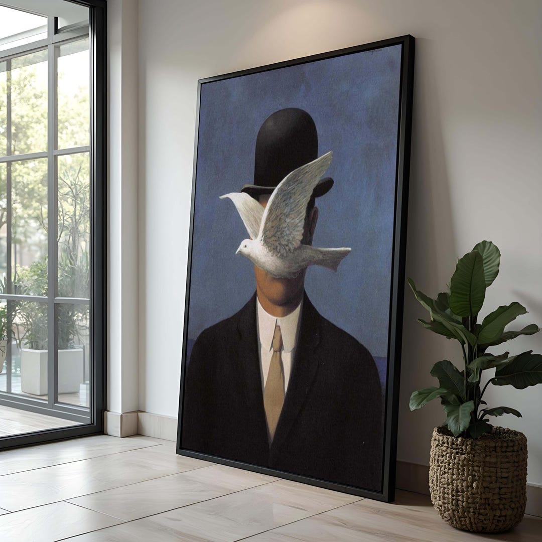 Surreal Man With Dove Painting | Rene Magritte-inspired Art ...