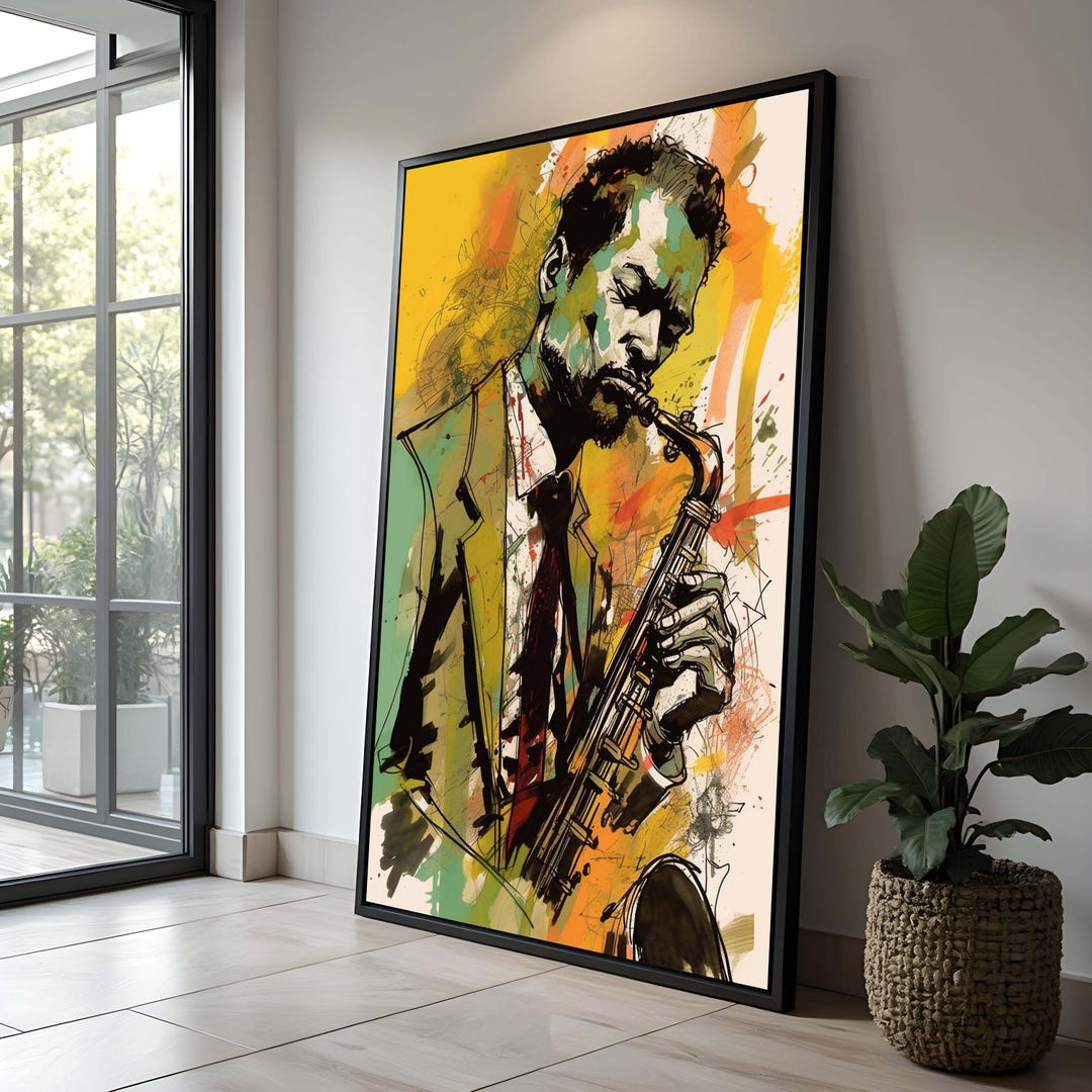 Jazz Saxophonist Art Print | Abstract Musician Illustration | Vibrant ...