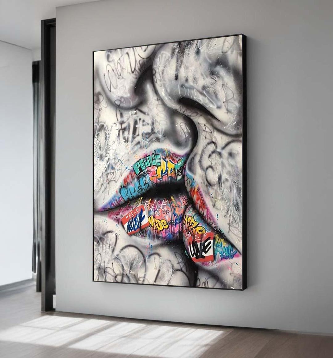 Graffiti Lips Art Print - Bold Street Art-inspired Portrait - Vibrant ...