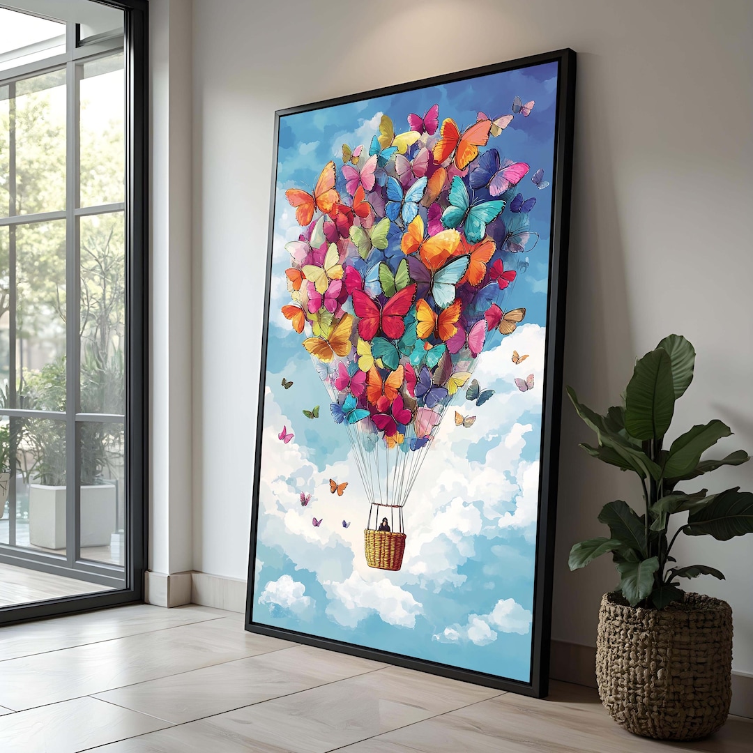 Butterfly Hot Air Balloon Canvas Print – Colorful Nature Wall Art - Etsy