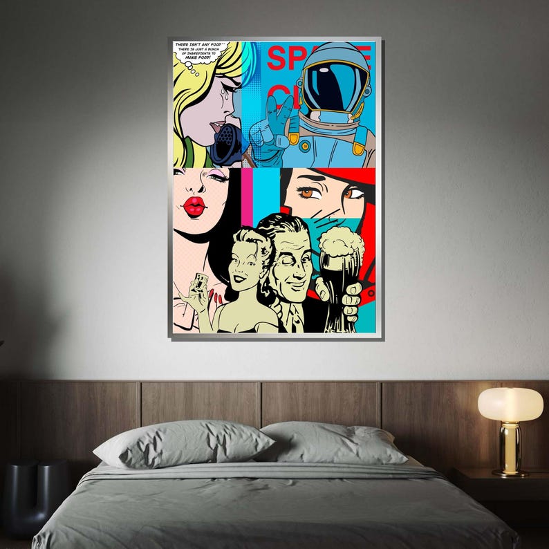 Pop Art Collage Canvas Print: Retro Comic Astronaut Decor - Etsy