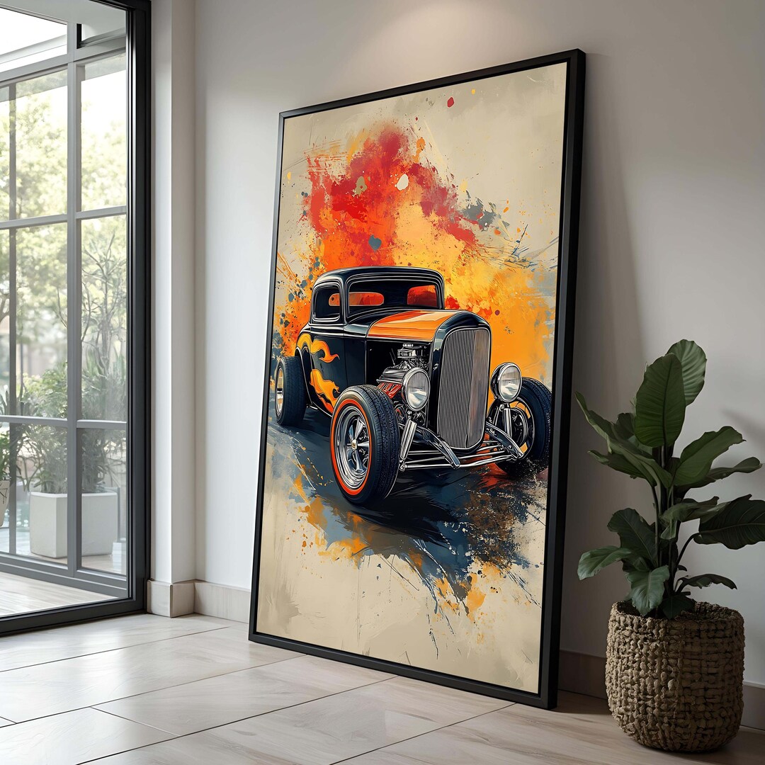 Car Canvas Art | Vintage Muscle Car Painting | Retro Automotive Wall ...