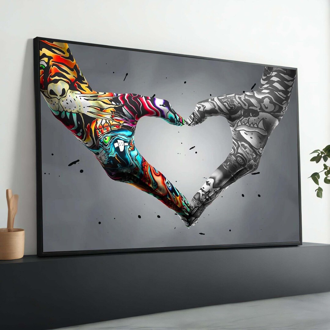 Tattoo Art Hand Heart Canvas Print: Graffiti Pop Art Wall Decor - Etsy