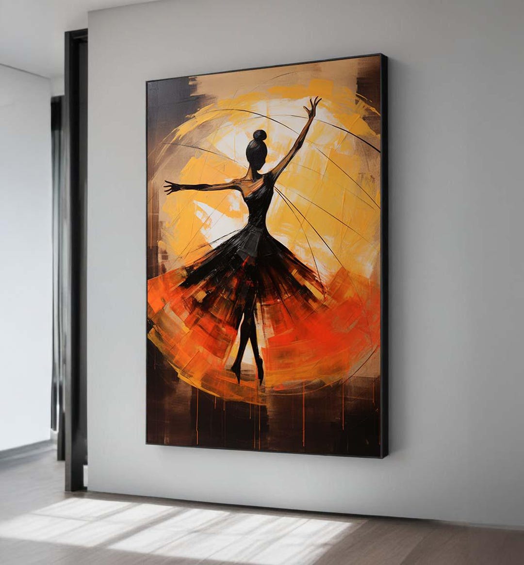 Abstract Ballerina Canvas Art: Fiery Dance Painting - Etsy