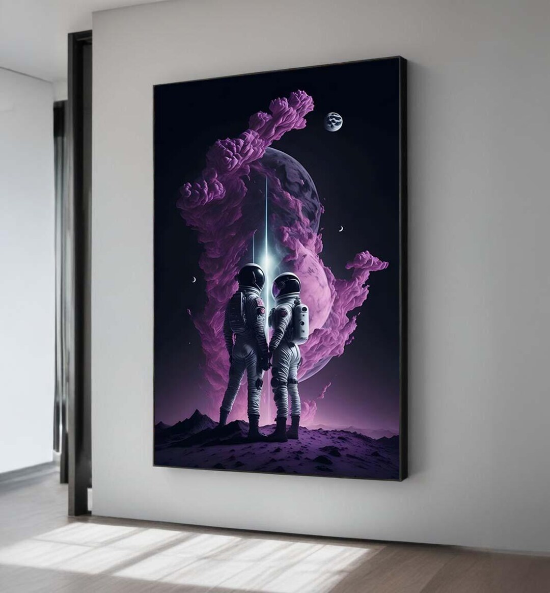 Cosmic Lovers Astronaut Canvas Print: Surreal Sci-fi Space Art - Etsy