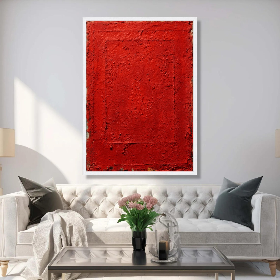 Mark Red Abstract Canvas Wall Art, Modern Art Painting, Contemporary ...