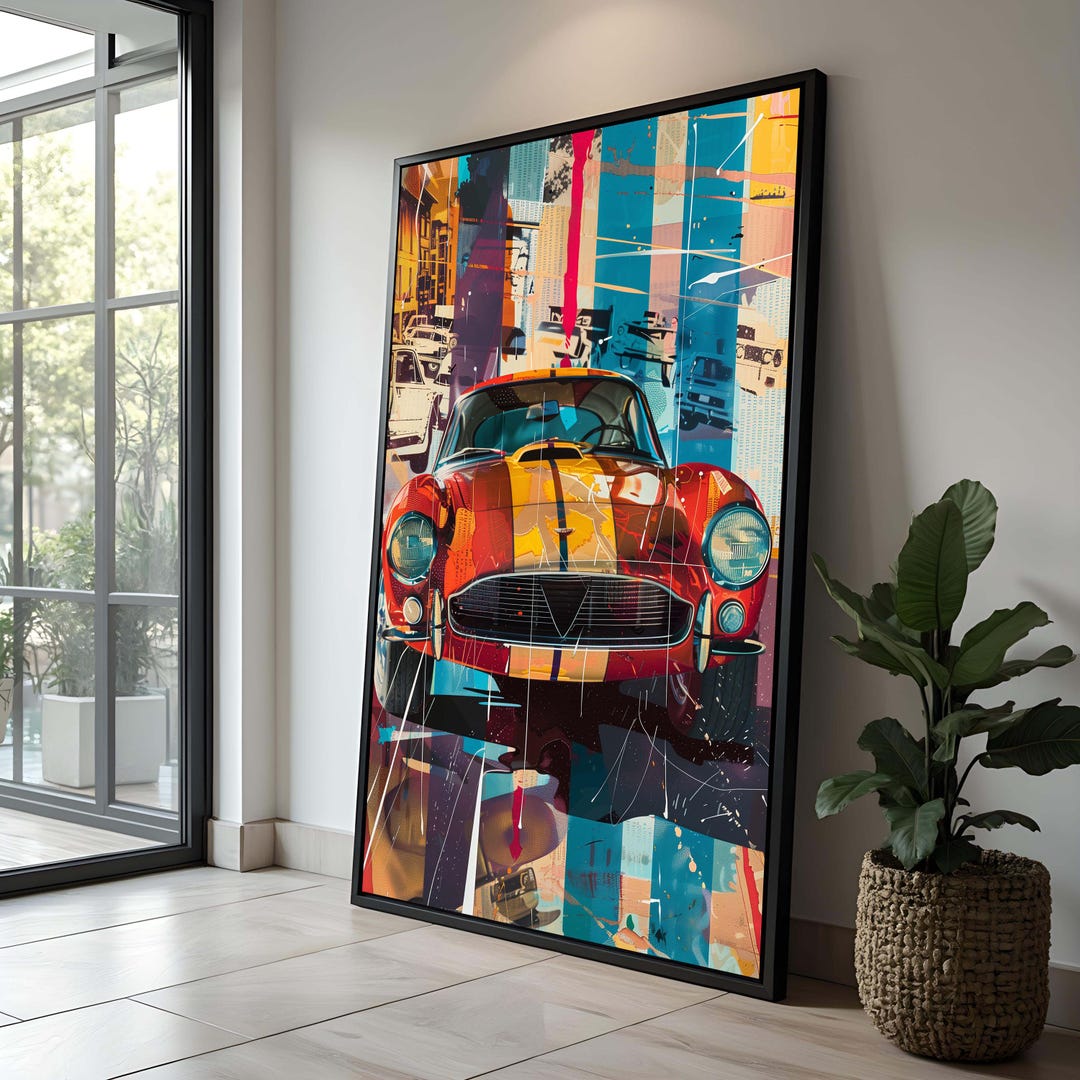 Retro Classic Car Canvas Art | Vibrant Pop Art Car Print | Colorful ...
