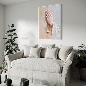 Praying Hands Canvas Print – Impasto Christian Art, Minimalist Decor - Etsy