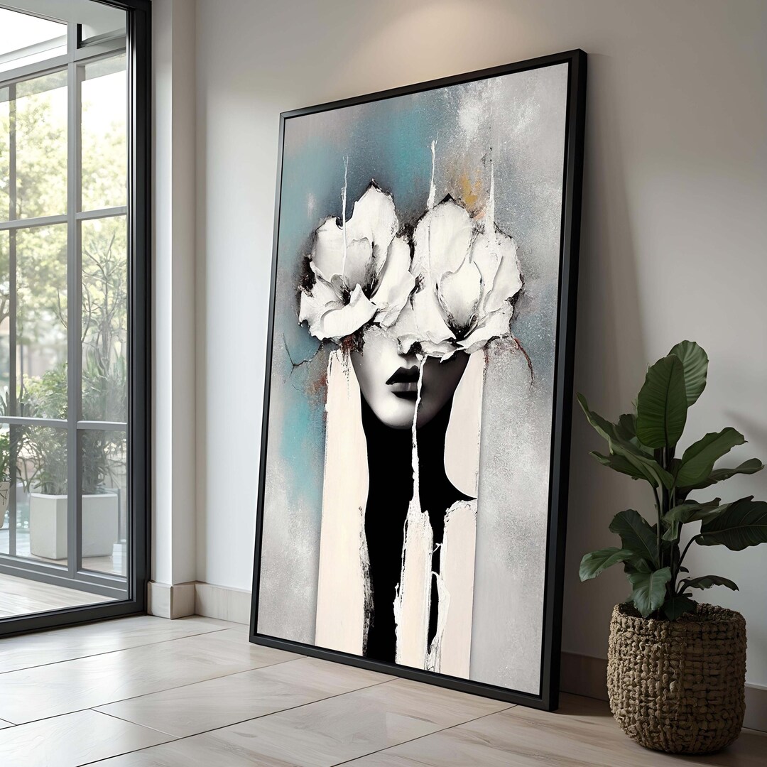 Abstract Woman Floral Canvas Art: Surreal Feminine Wall Decor - Etsy