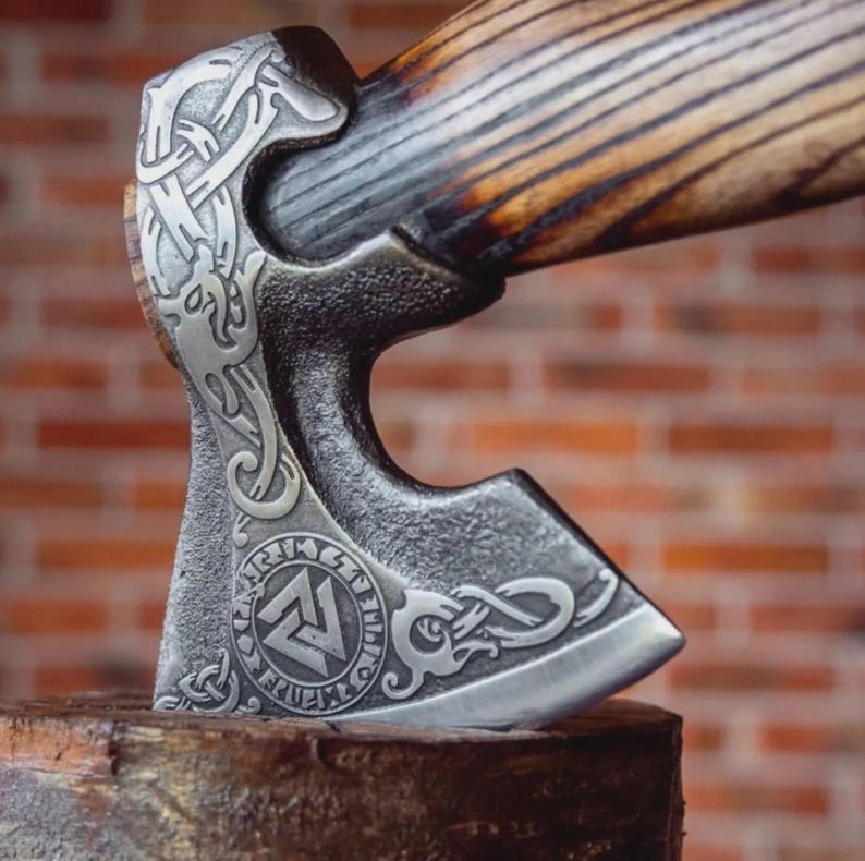 Custom Engraved Double Head Axe: Handcrafted Carbon Steel Battle Axe - Etsy