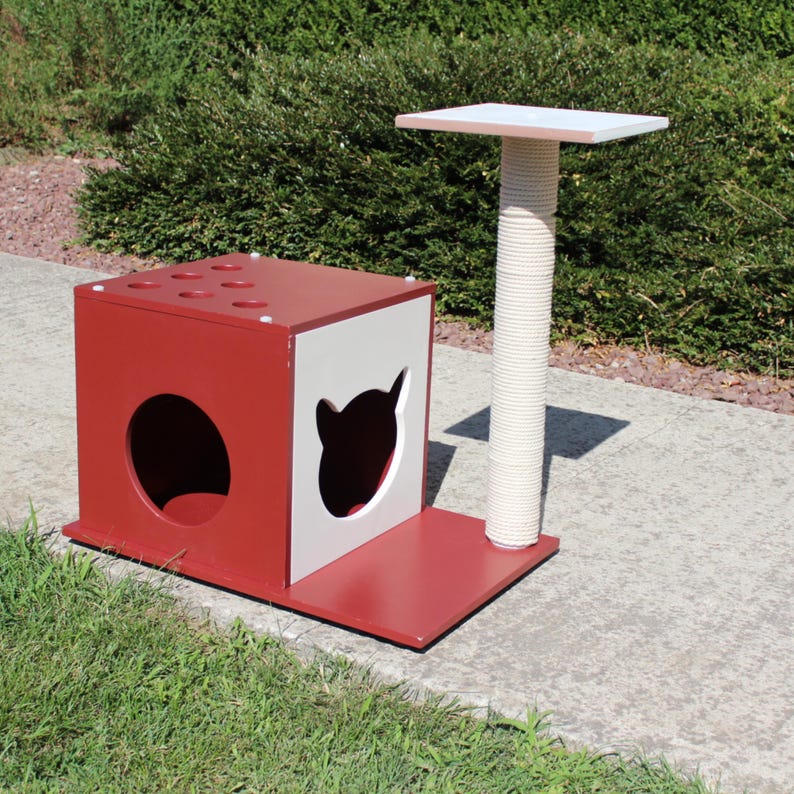 Wooden Cat House, Modern Cat House, Unique Pet Furniture, Cat Bed, Cat ...