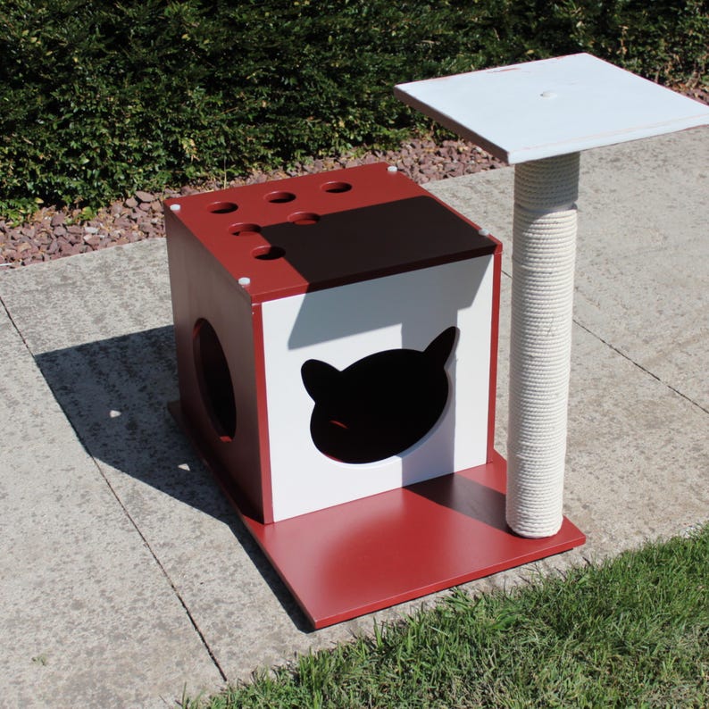 Wooden Cat House, Modern Cat House, Unique Pet Furniture, Cat Bed, Cat ...