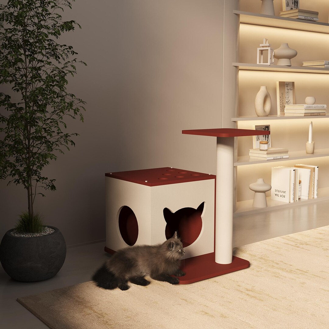 Cat House Design, Cat Condo House, CNC Pet House, Wooden Cat Shelf, Cat ...